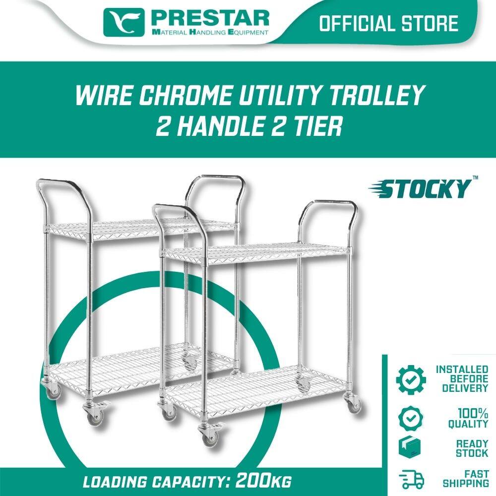 Wire Chrome Utility Trolley 2 Handle 2 Tier 2 Sizes ( Small / Big ...