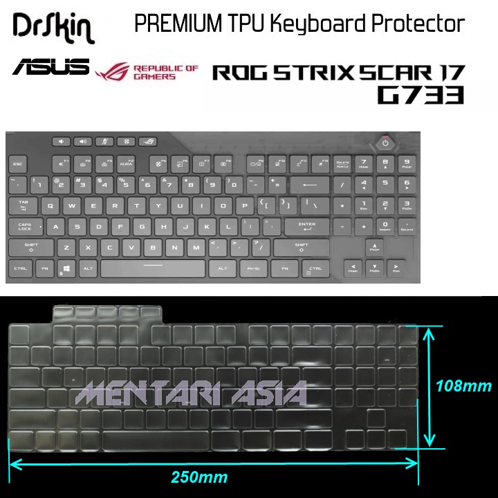 Asus ROG Strix Scar 17 G733 Keyboard Protector - DrSkin Premium TPU ...