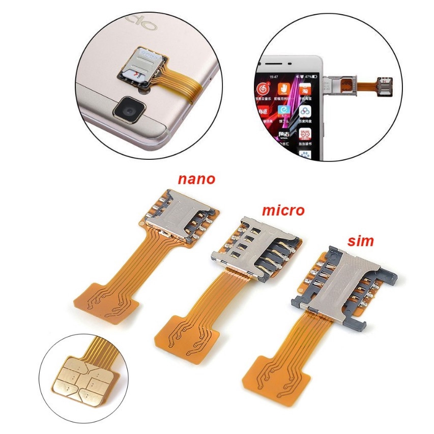 Dual SIM Card Adapter Converter TF Hybrid Sim Slot Micro SD Extender ...