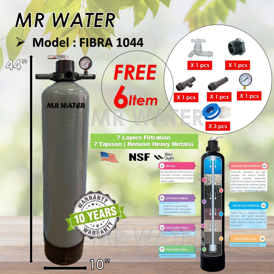 Waterman Sand Outdoor water Filter 10" x 44" FRP / Penapis Air Bersih ...