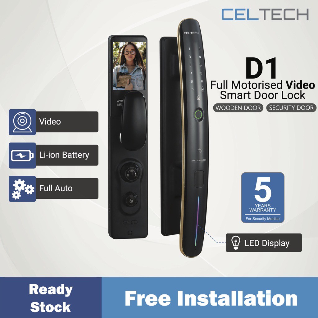 [Ready Stock]CELTECH D1 VIDEO DIGITAL SMART DOOR LOCK | Shopee Malaysia