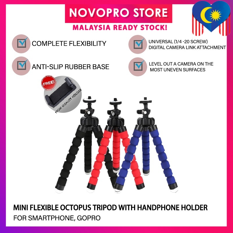 Novopro Mini Flexible Octopus Tripod with FREE Handphone Holder ...