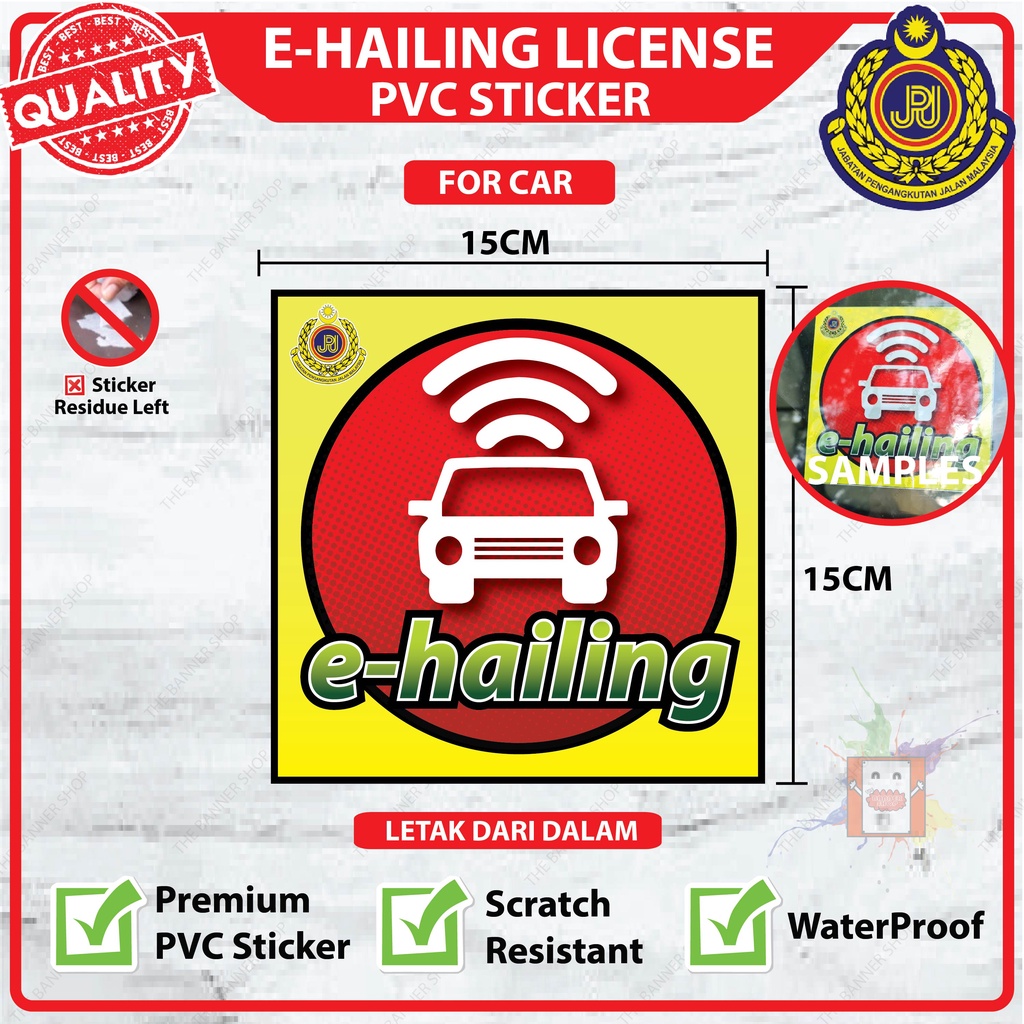 E-hailing Car Sticker, E-hailing Sticker, Windscreen E-hailing Sticker ...