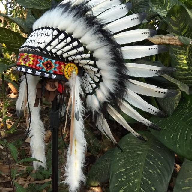 Latest goose feather Papuan indian hat APACHE WARBONNET HAT | Shopee ...