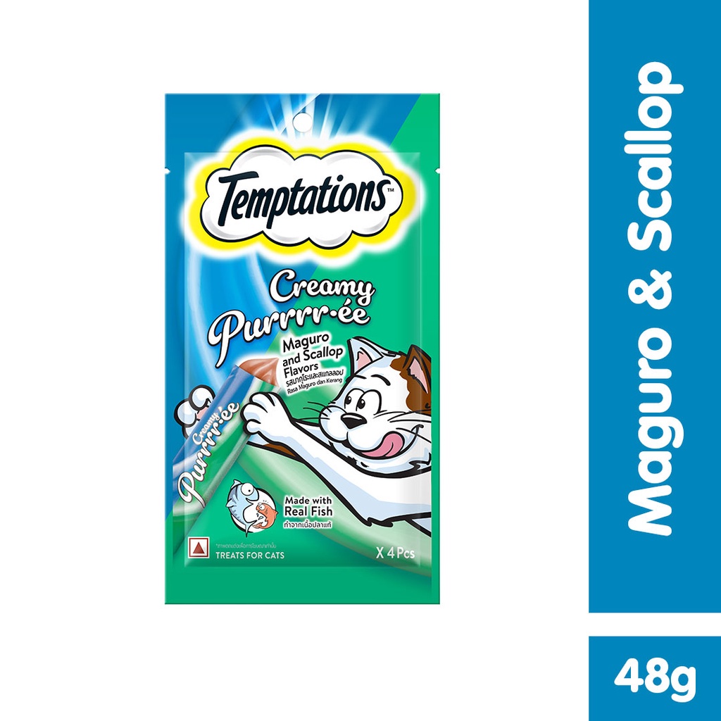 Temptations Creamy Purrrr-ee Lickable Liquid Cat Treats Snack Lick (12G x 4) 48G | Shopee Malaysia