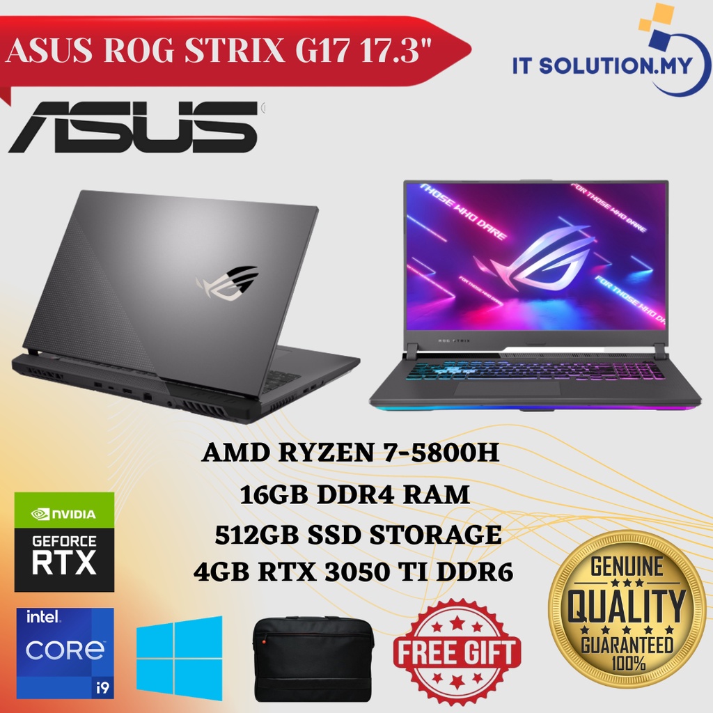 ASUS ROG Strix G17 17.3” 144Hz IPS Type FHD RTX 3050 Ti, AMD Ryzen 7 ...