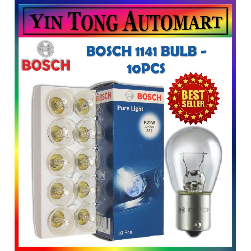 (100% ORIGINAL)Bosch Pure Light P21W 12V 21W 382 Bulb 10pcs (1141 ...