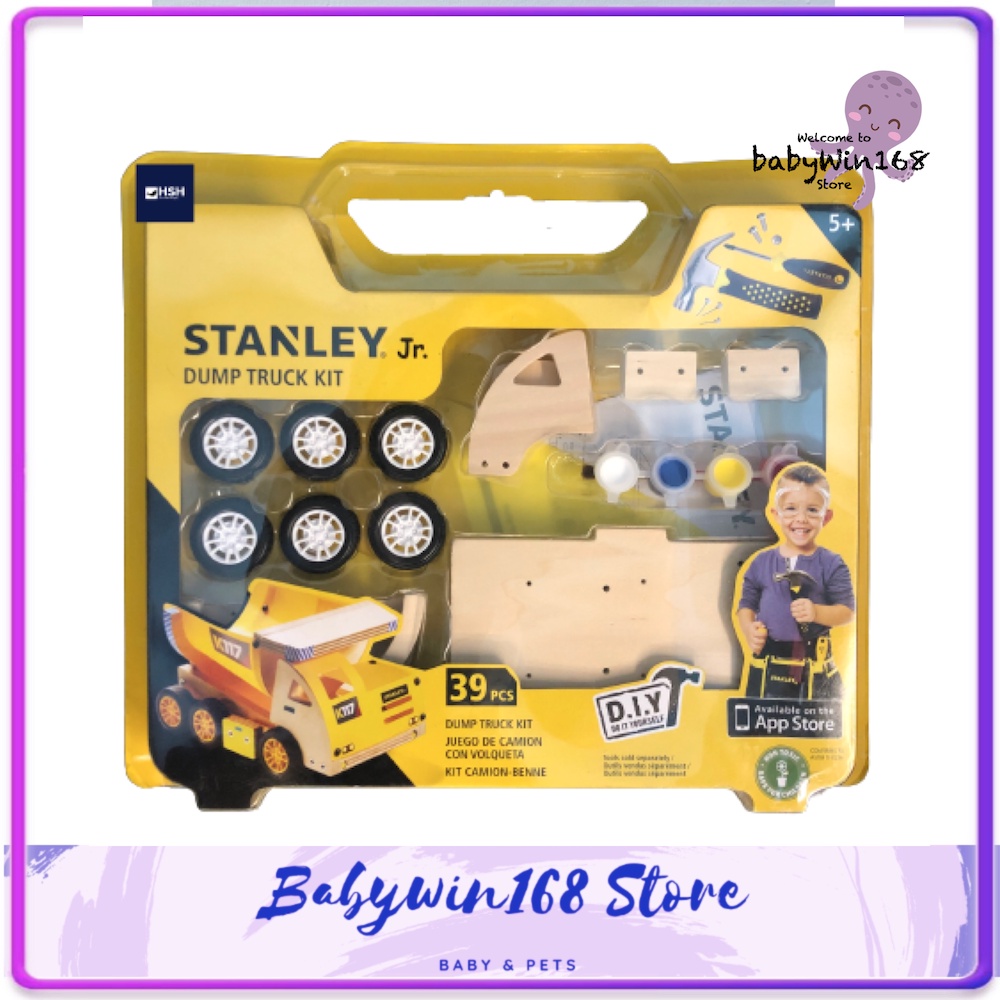 Stanley Jr. Dump Truck Kit, Build & Paint Your Own Wooden Vehicle DIY, STEM Toys for kids 5+ XL ...