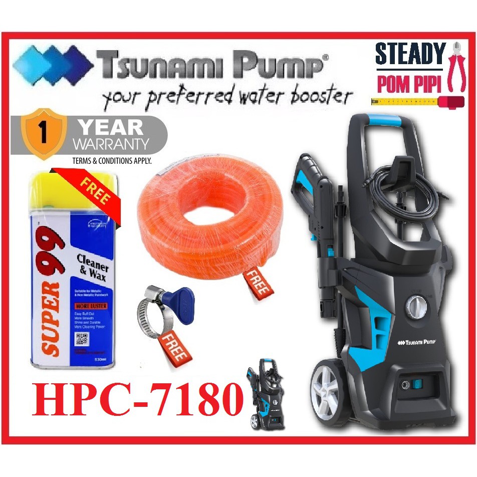 TSUNAMI HPC7180 2200W 170BAR HIGH PRESSURE CLEANER / WATER PUMP / WATER ...
