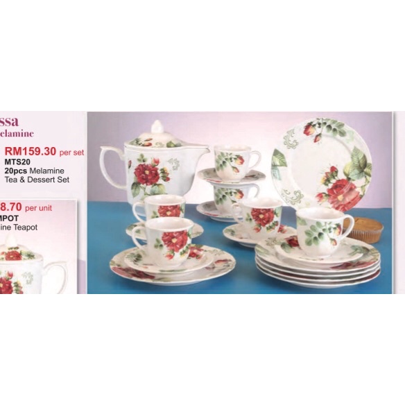 GIACOMO Set Teko & Cawan 💯 Melamine.Set tea break Hadiah🎁🌹/ Set Cawan ...