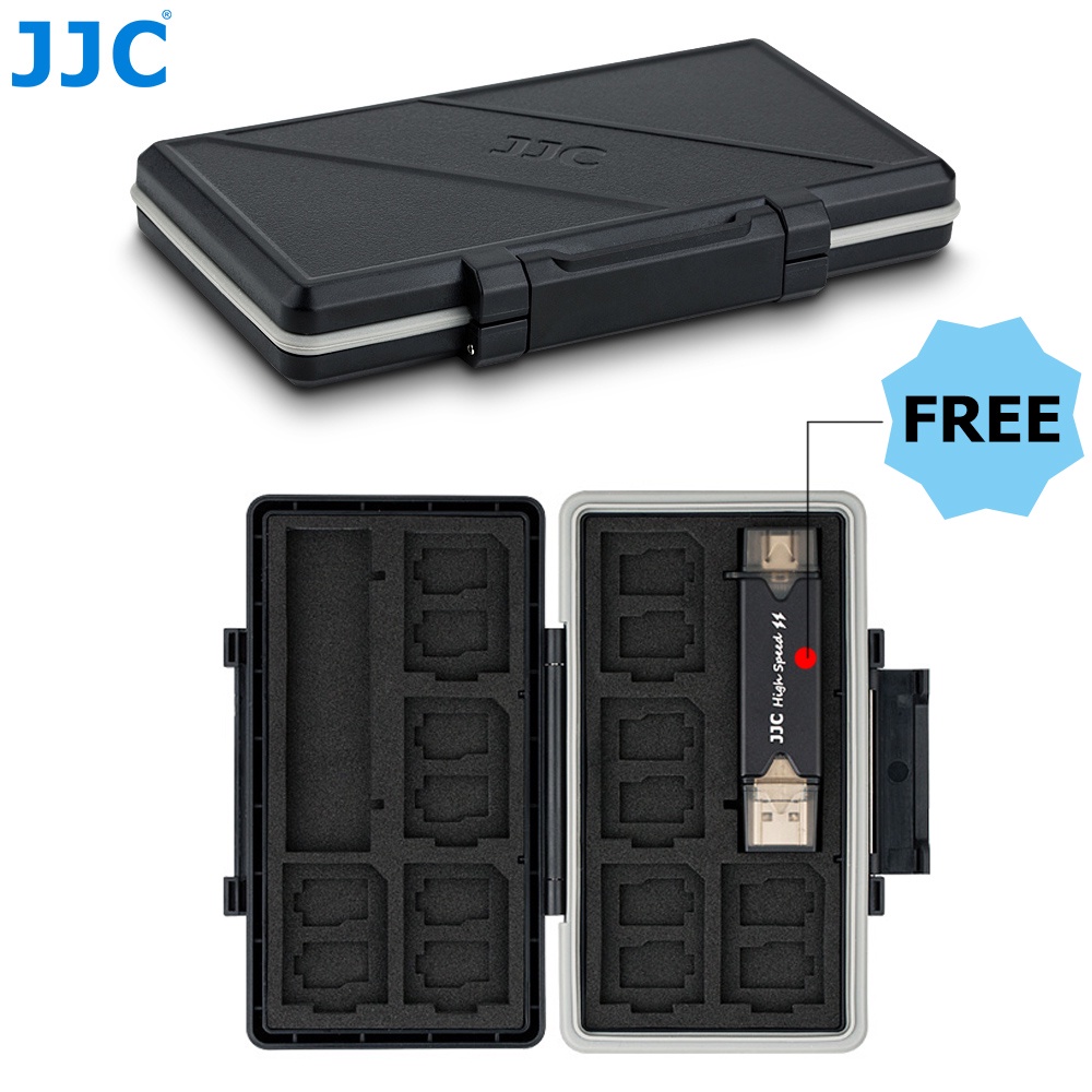 JJC Portable Memory Card Case with Type-C USB 3.0 Card Reader Water ...