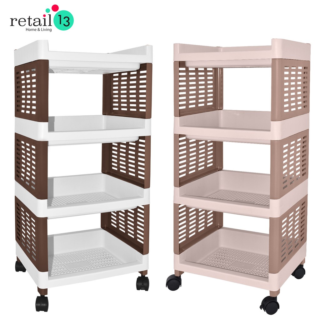 PORTABLE 4 TIER MULTIPURPOSE STORAGE RACK SHELF WITH WHEELS DESIGN ...