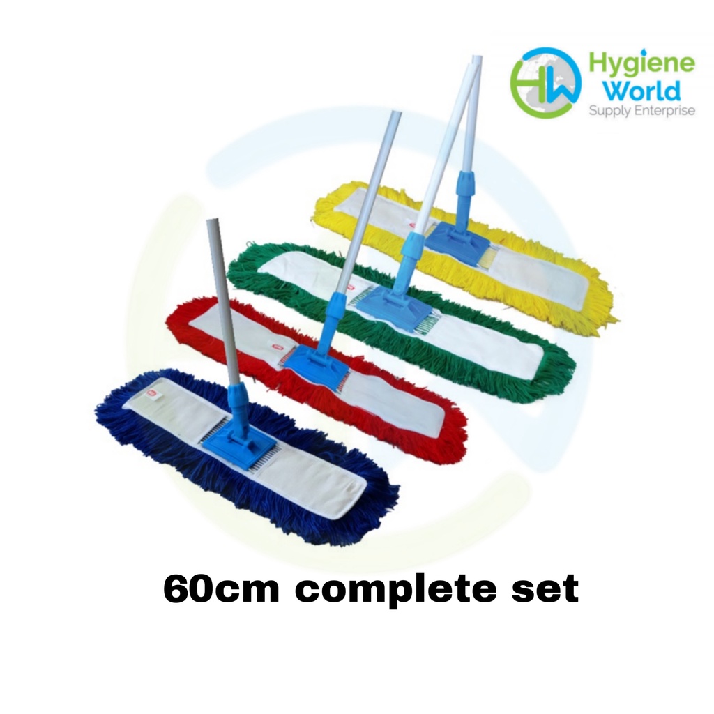 Dust Mop Acrylic Complete Set 60cm [DUST MOP SLEEVE + DUST MOP FRAME + 5FT. ALUMINIUM HANDLE ...