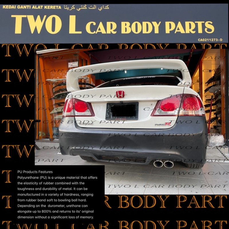 civic fd type r fd2r rear bumper pu rear diffuser can open | Shopee ...