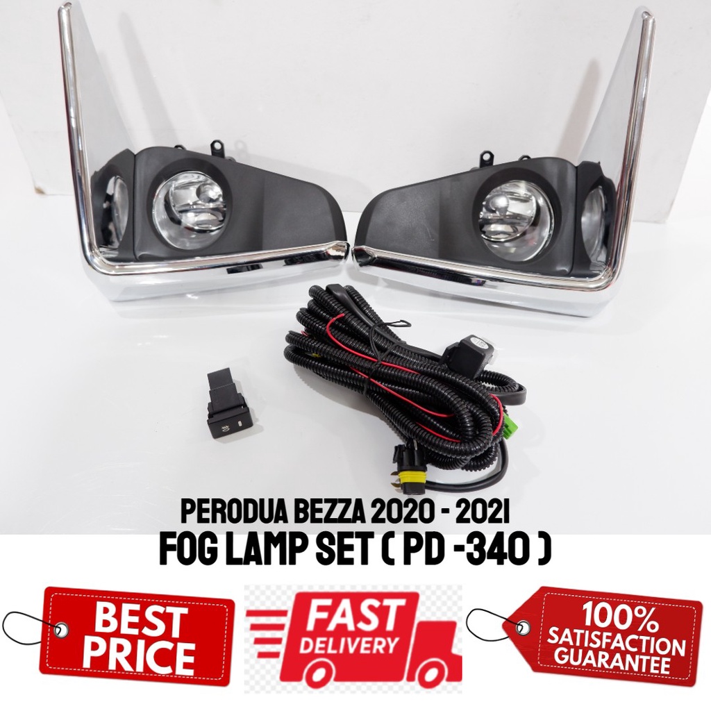 Perodua Bezza Fog Lamp sets with Switch and Wirekits BLACK/CHROME (PD ...