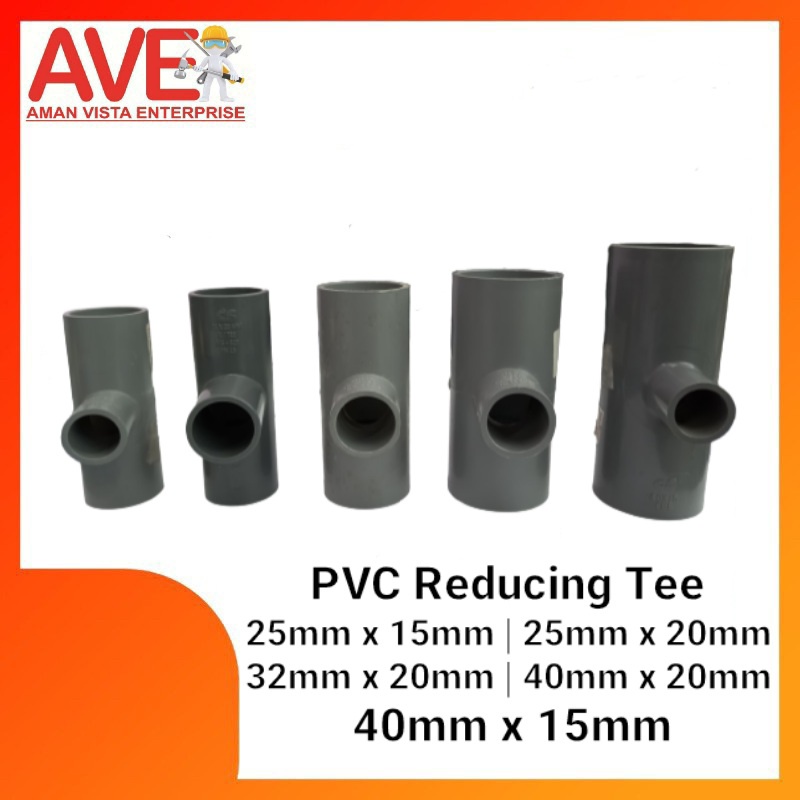 PVC Pipe Reducing Tee 25mm x 15mm | 25mm x 20mm | 32mm x 20mm | 40mm x ...