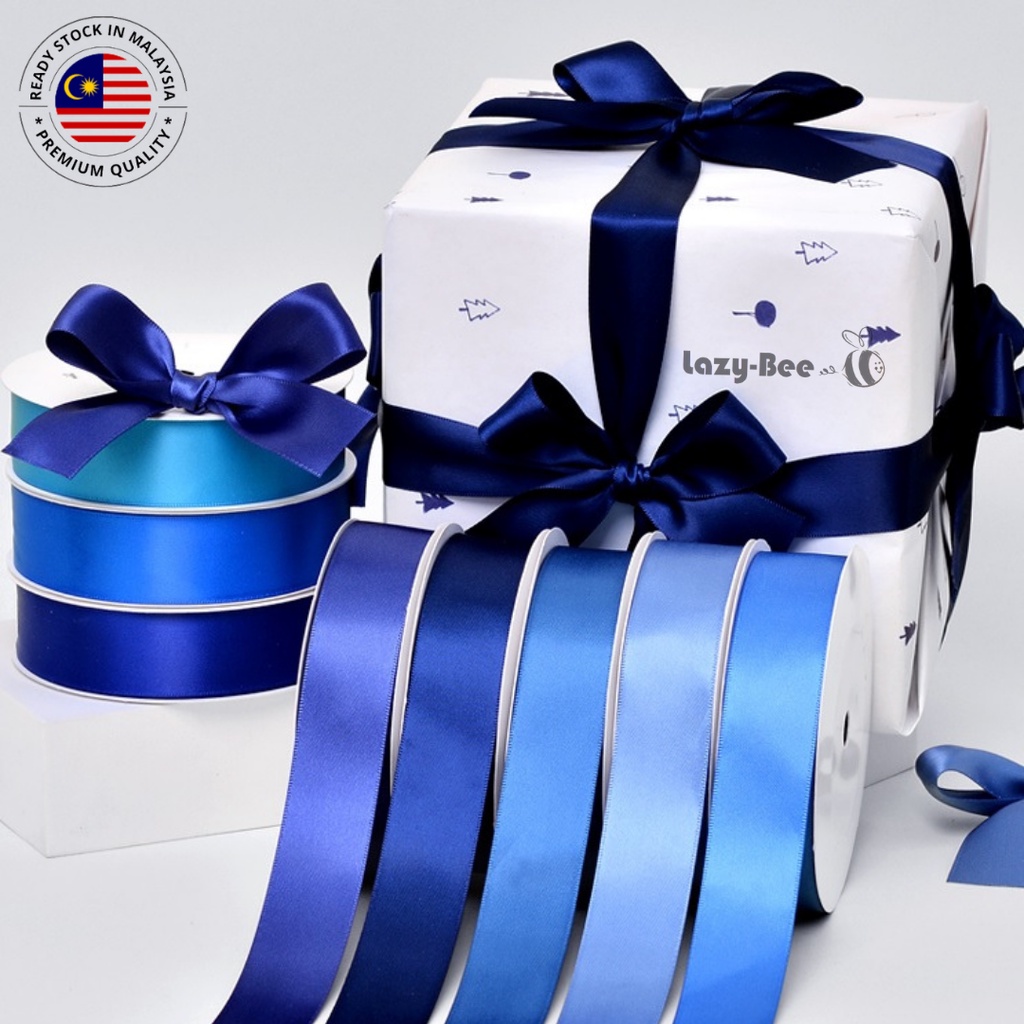 LAZY BEE Dark Blue Navy Blue Biru Tua 5 Meter Premium Double Face Satin ...