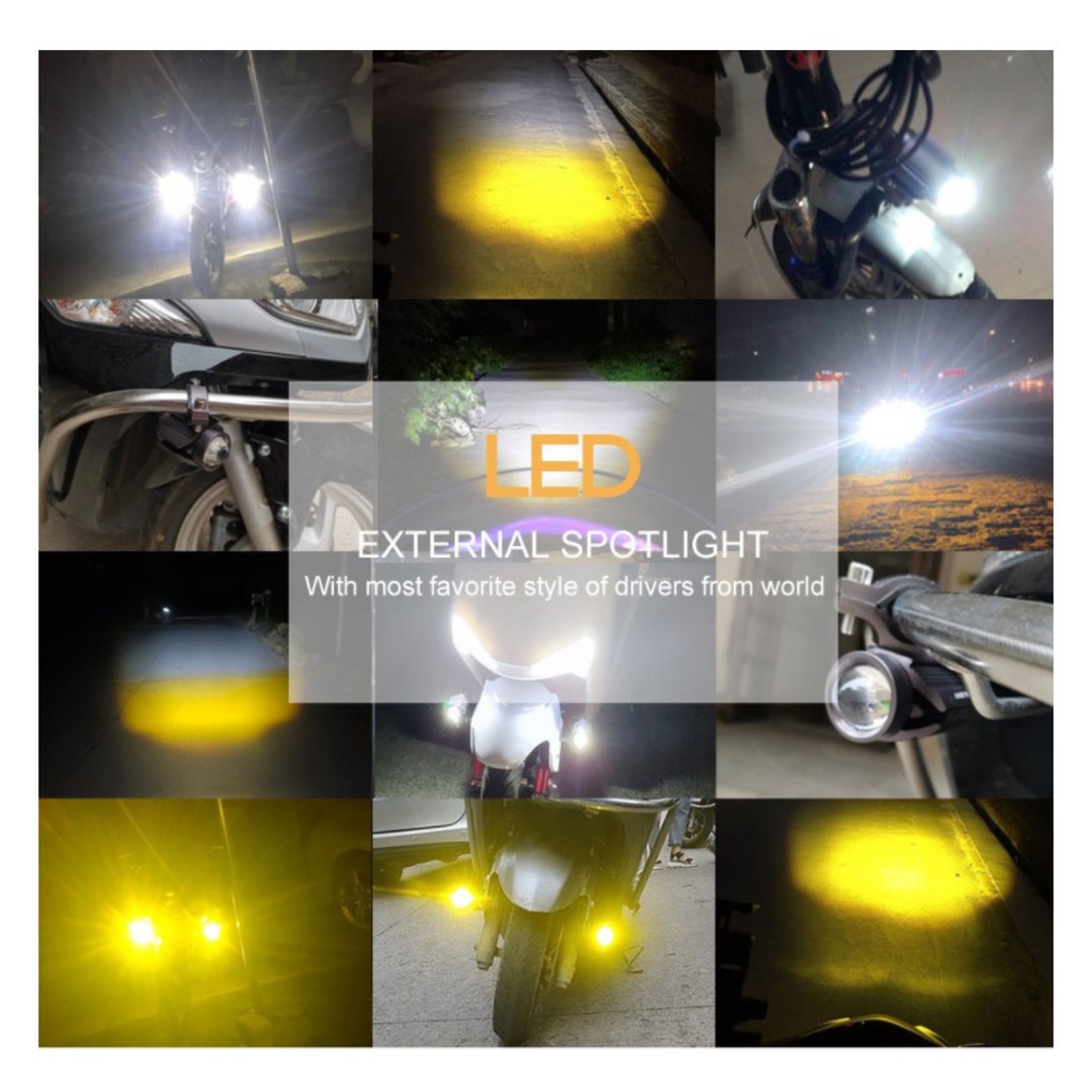 【Ready Stock】Dual Color Motorcycle LED Headlight Fisheye Lens Mini ...