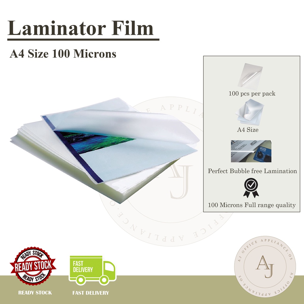 A4 Laminating Film 100 Microns (Full) 100pcs/Box | Laminate Film A4 for Laminator Machine ...