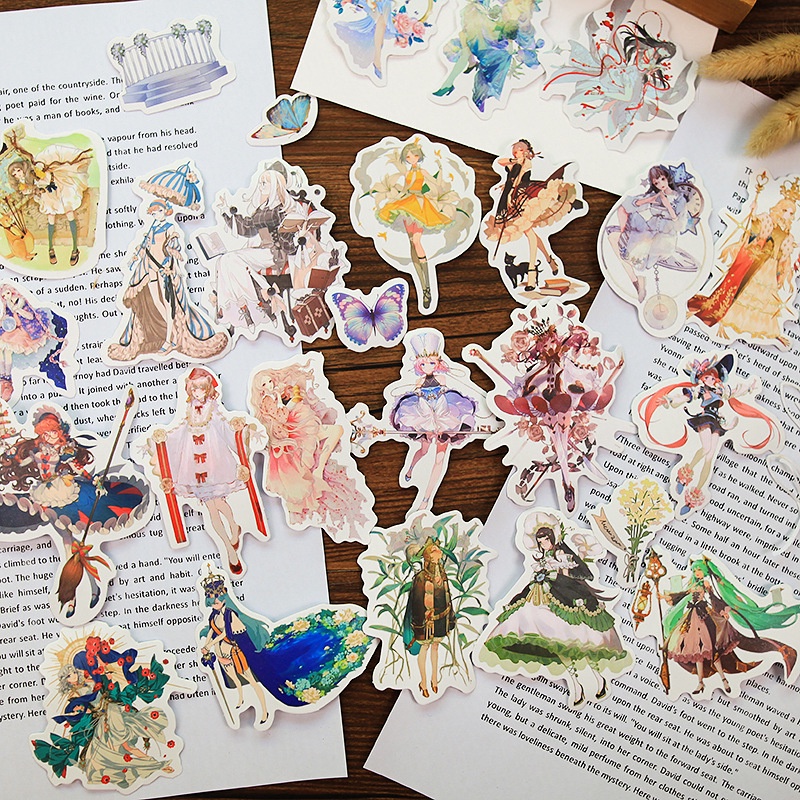 Creative Cute Cartoon Sticker Pack Retro Girl Two Dimensional Series ...