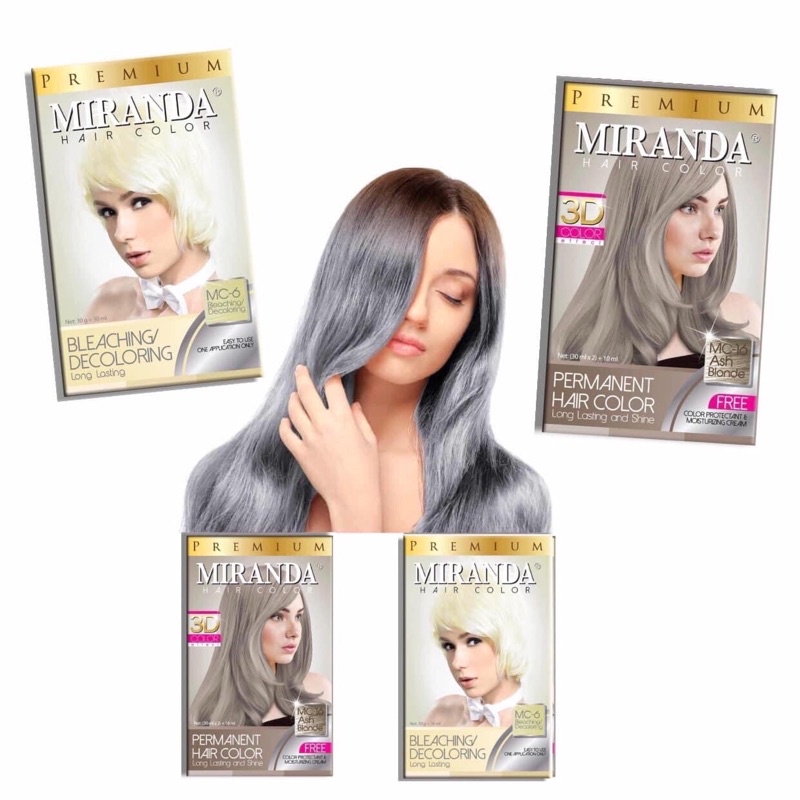 Miranda Hair Color, Pewarna Rambut Ash Blonde Grey Bleaching | Shopee ...