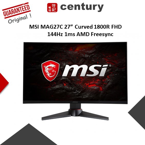 MSI OPTIX MAG27C 27" FHD (1920x1080) 144Hz 1ms VA CURVED GAMING MONITOR ...