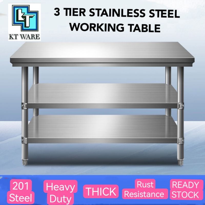 KT WARE 3 Tier Stainless Steel Kitchen Working Table Storage Rack Heavy ...