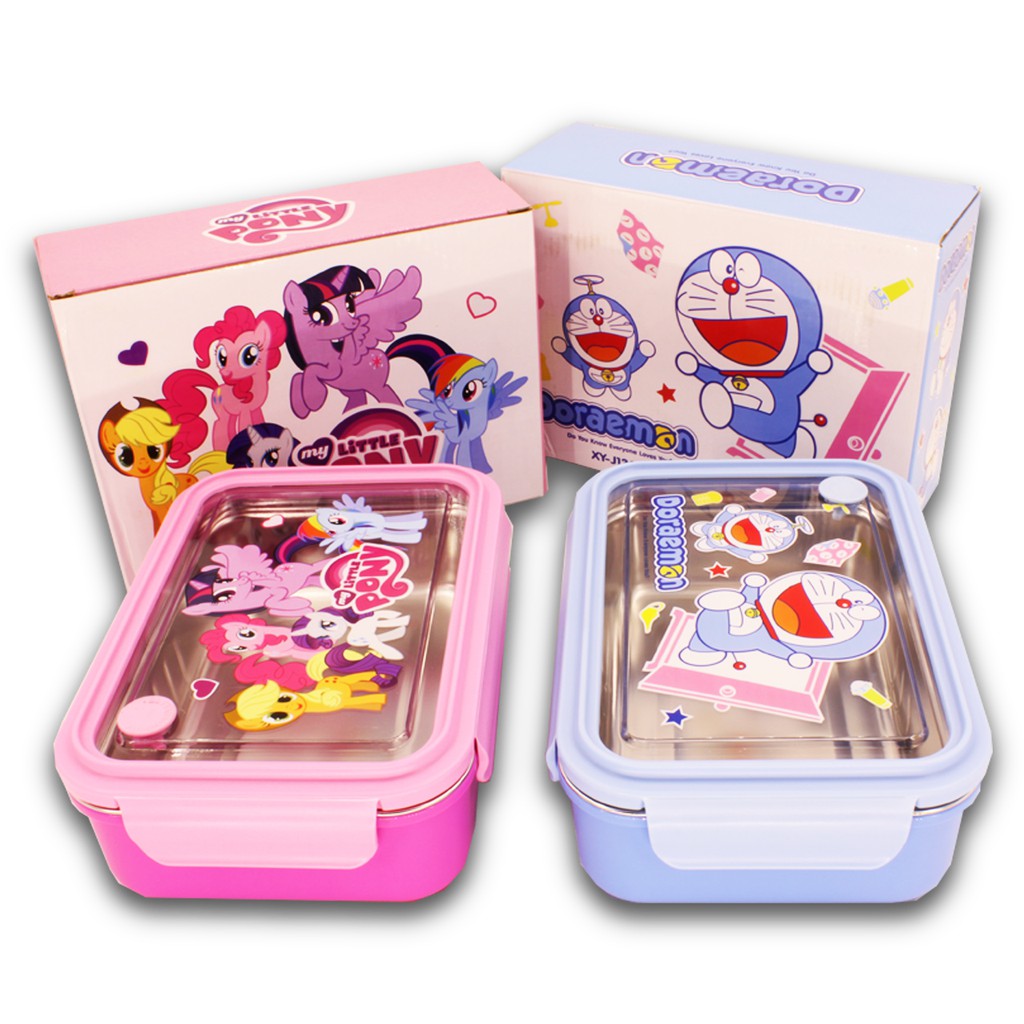 READY STOCK🔥Little Pony Doraemon Stainless Steel Thermal Bento Kids Lunch Box 1000ml🔥 | Shopee ...