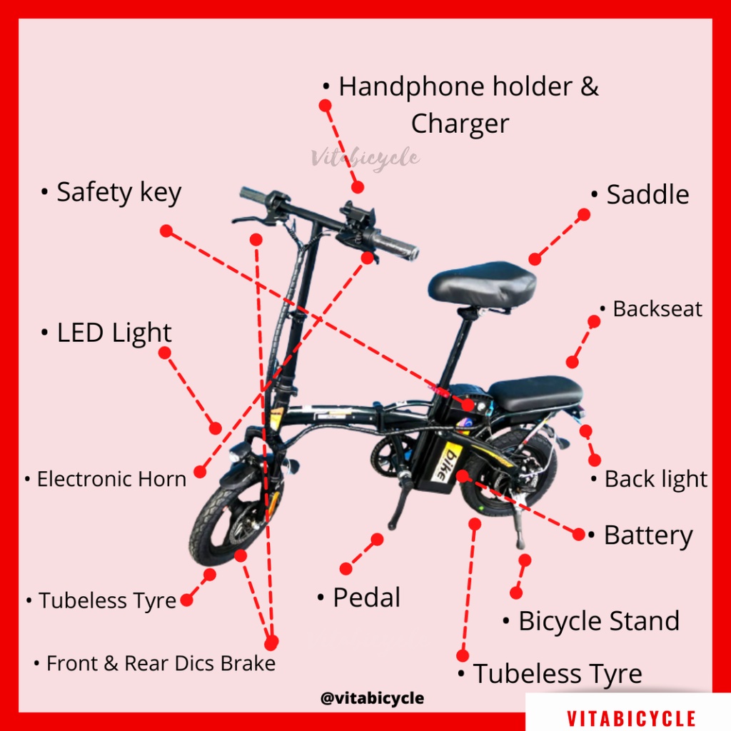 Readystock Basikal Lipat Elektrik /Folding E bike Buatan Malaysia 4.0 14" Basikal dewasa maximum ...