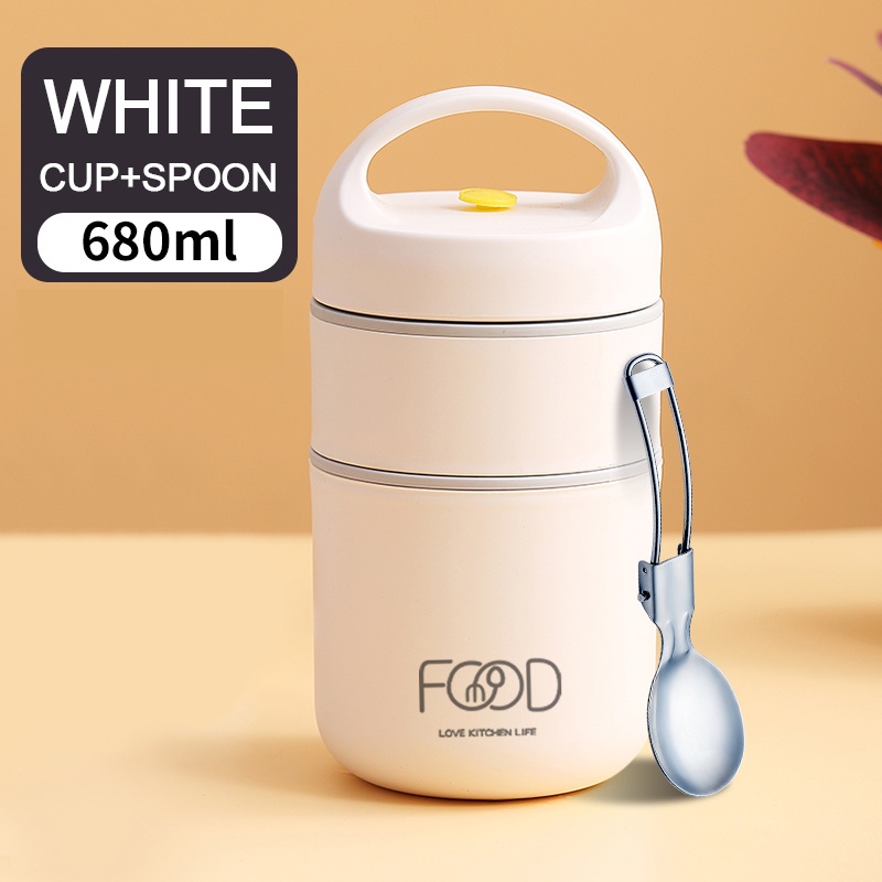 2 Layers Portable Lunch Box Breakfast Cup Breakfast Food Storage Box ...