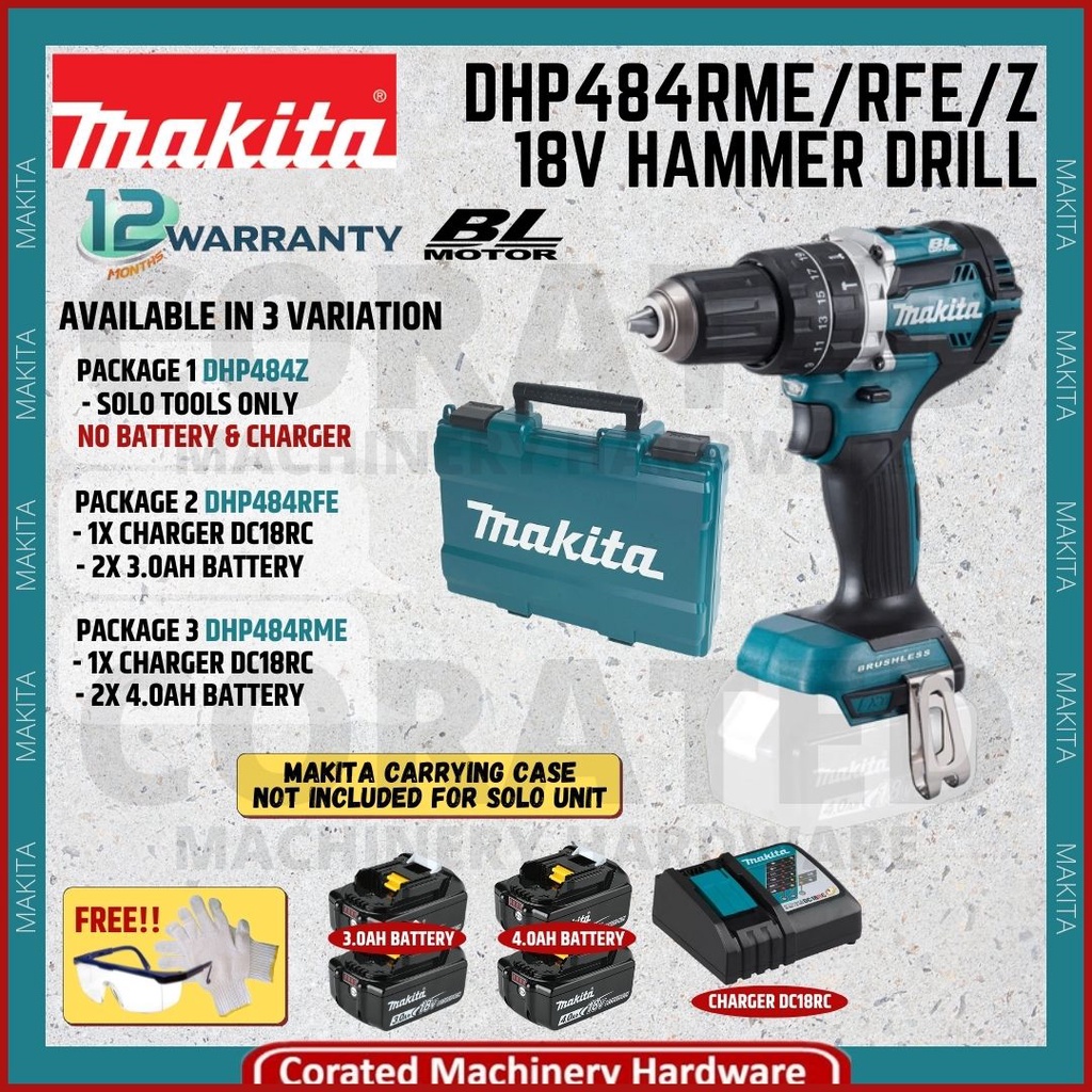 [CORATED] Makita DHP484Z/DHP484RFE/DHP484RME 18V 13MM Cordless Hammer ...