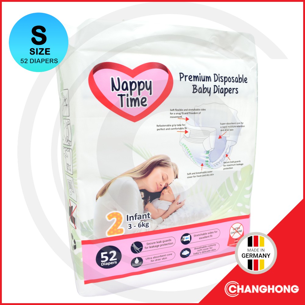 Nappy Time | Premium Disposable Baby Tape Diapers | Regular Pack | S/M ...