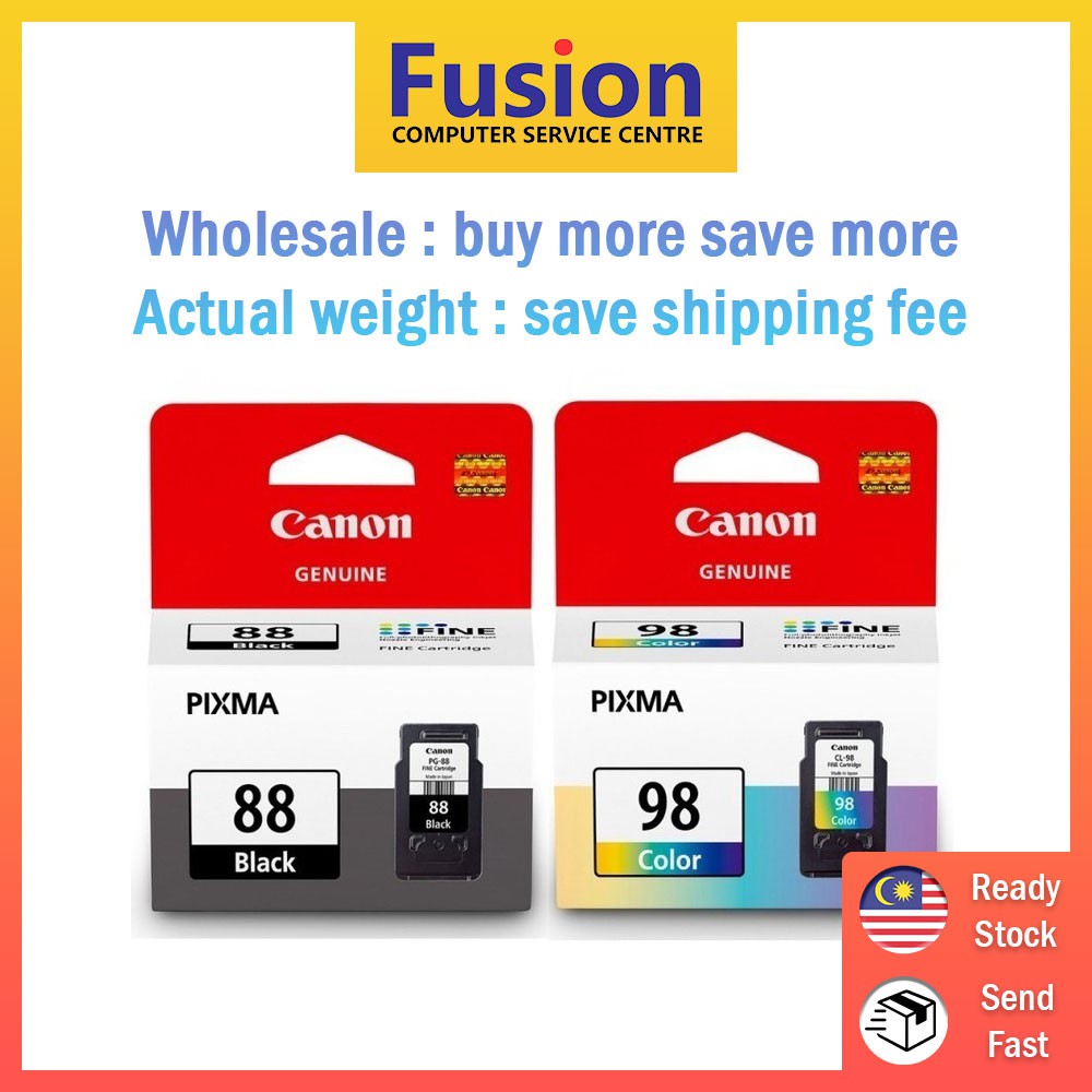 ORIGINAL CANON PG-88 / PG88 BLACK / CL-98 / CL98 COLOR INK CARTRIDGE ...