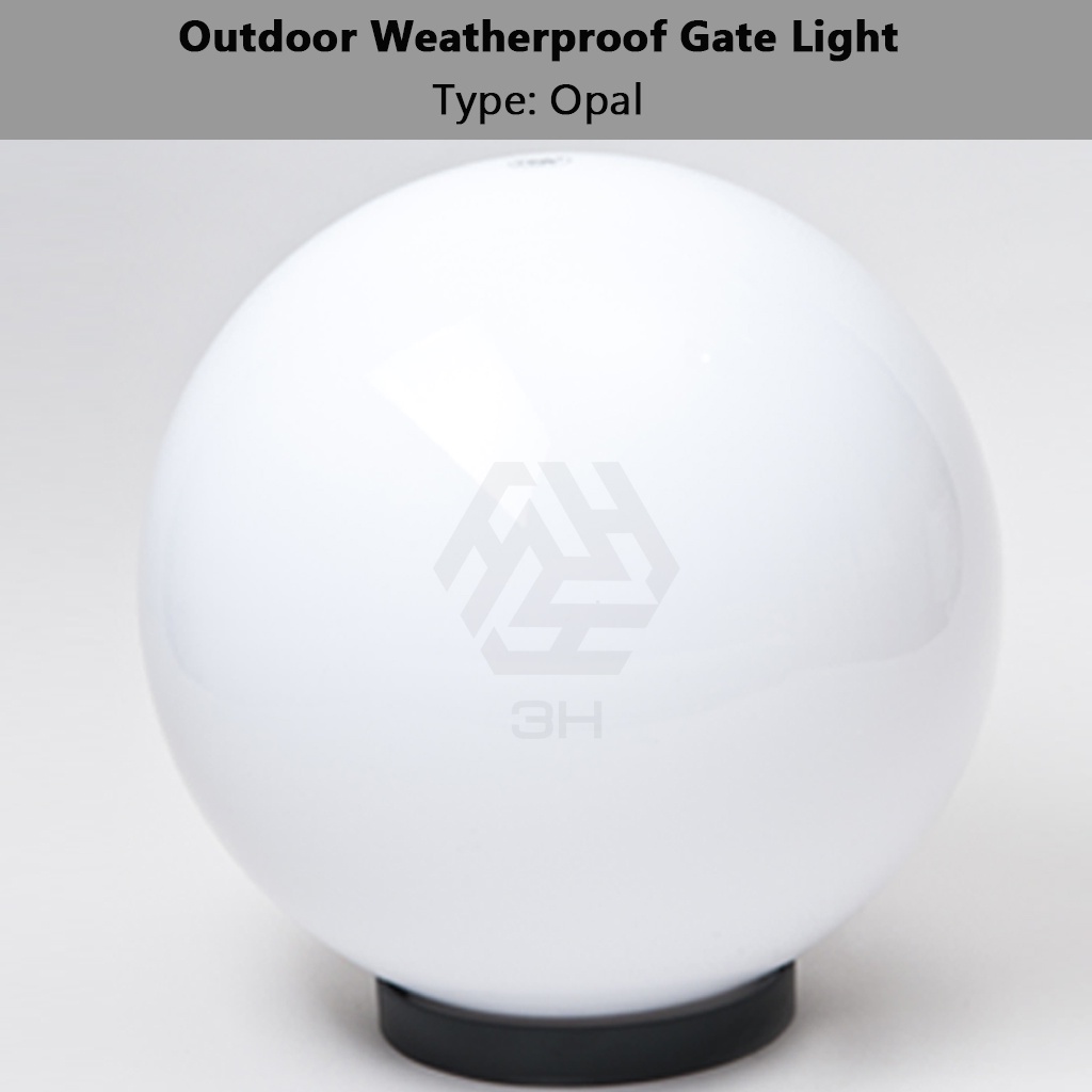 3H Lampu Casing Pagar Kalis Cuaca E27 6/8/10/12-inci Outdoor Globe Opal ...
