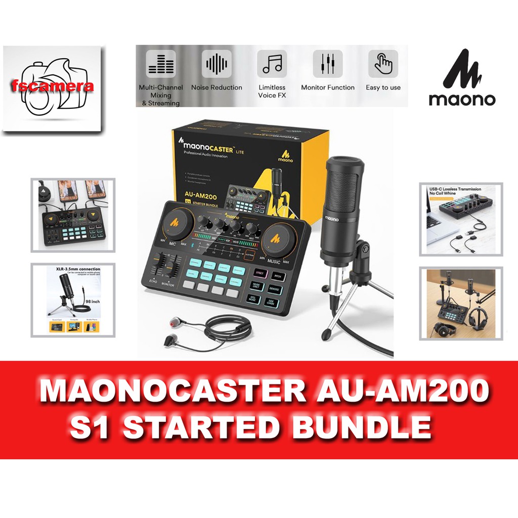 MAONO LITE AU-200S1 ALL IN ONE SOUND CARD WITH MICROPHONE BUNDLE ...