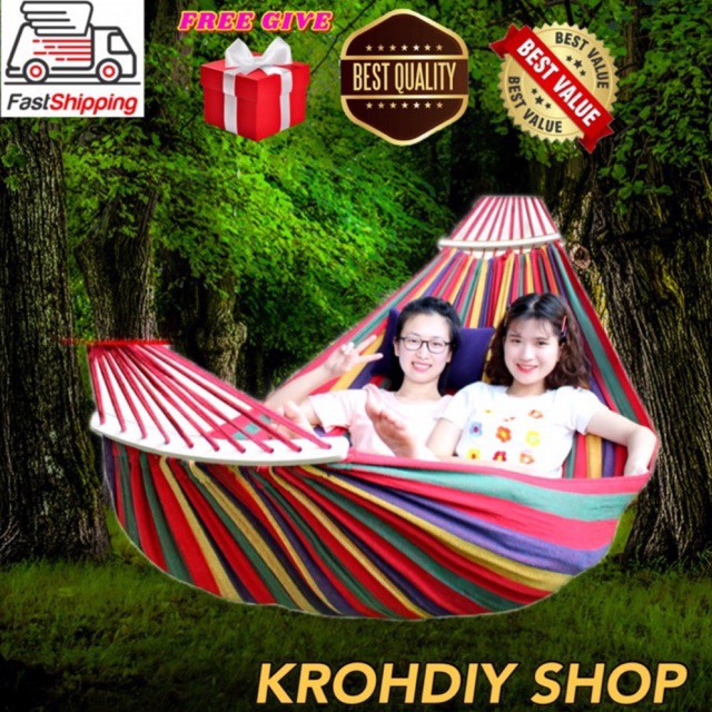 Buaian Gantung Portable Durable Comfortable Woven Nylon Rainbow Swing ...