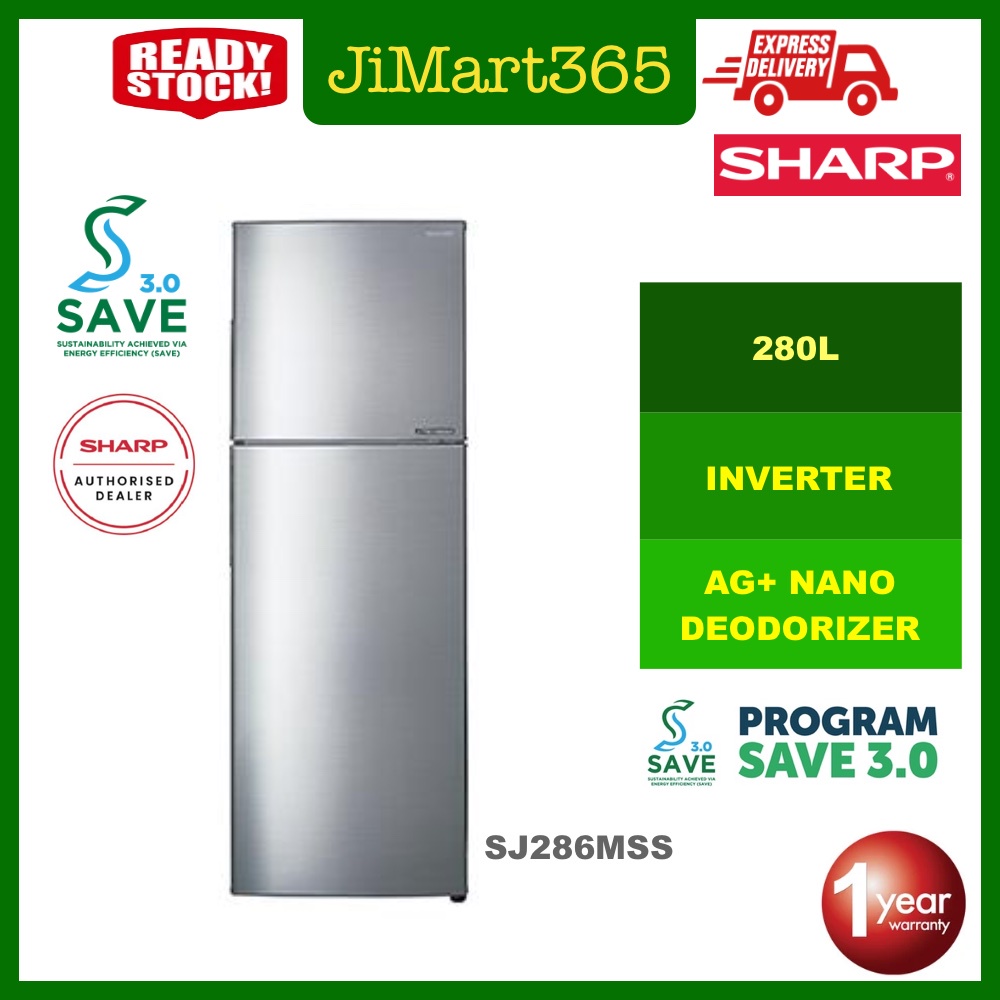 Sharp 280L Inverter Fridge Refrigerator SJ286MSS | Shopee Malaysia