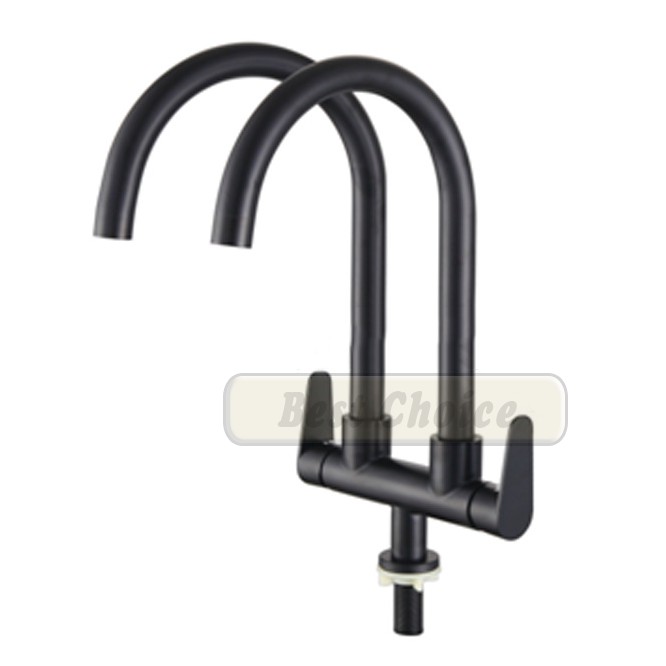 Kitchen Tap Double Kitchen Faucet Black SUS304 Stainless Steel Sink ...