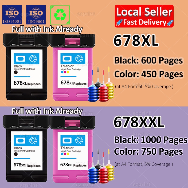 Compatible HP 678XL HP678XXL HP 678 Ink Cartridge HP 678 Refill HP 678 ...