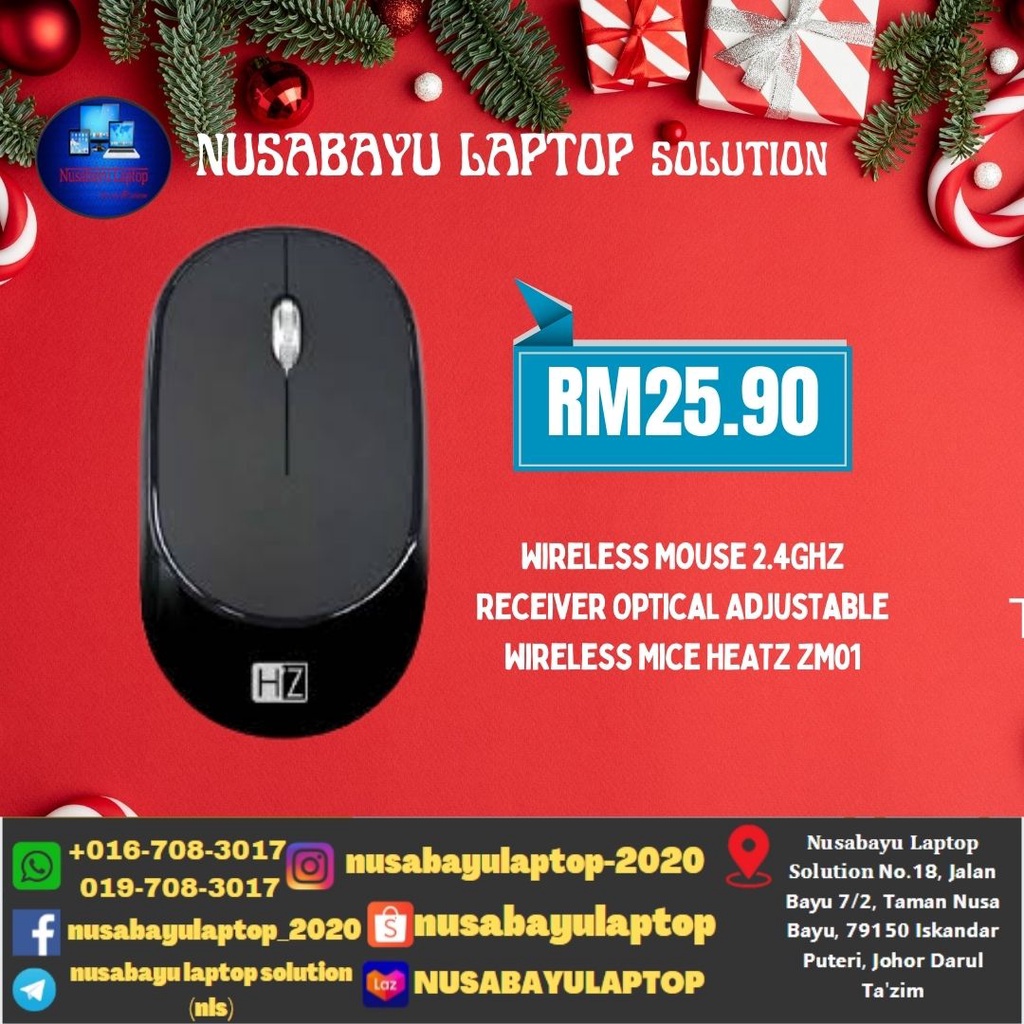 Wireless Mouse 2.4Ghz Receiver Optical Adjustable Wireless Mice HEATZ ...