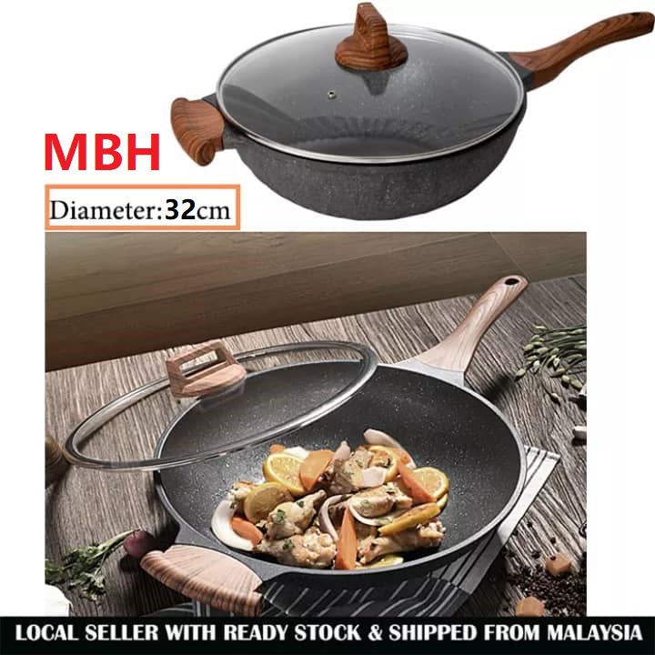 🌹READY STOCK🌹 Granito Cookware Set 32cm MBH Korean Granite Stone Non ...