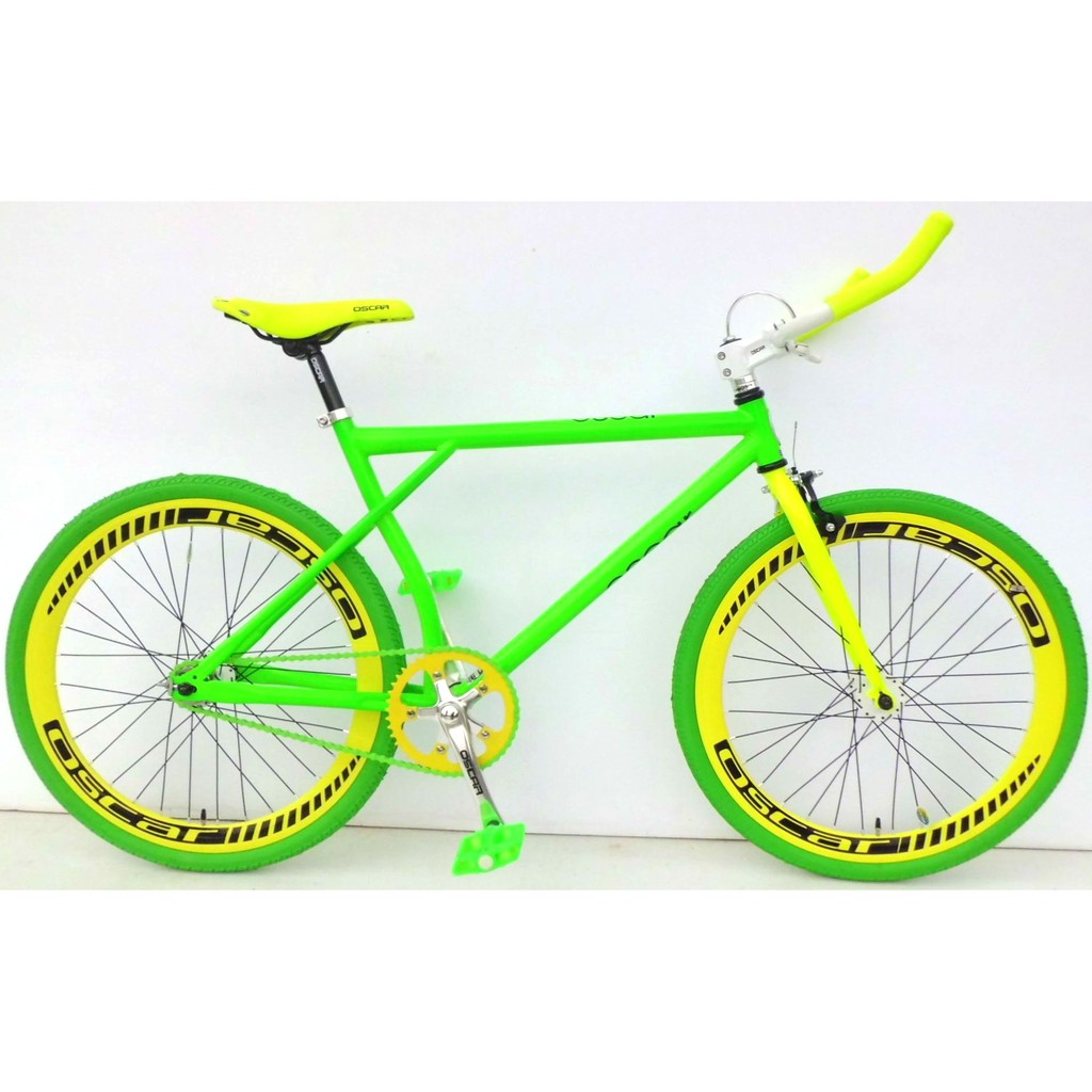 Basikal Fixie 26" OSCAR bicycle (Fluorescent Green) Road Bike / Racing ...