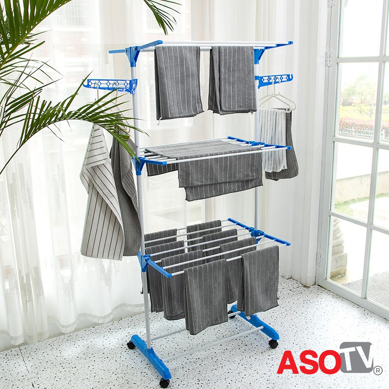 ASOTV® 3 Tier Foldable Clothes Drying Rack (74x45x165) 0178 Cloth Rack ...