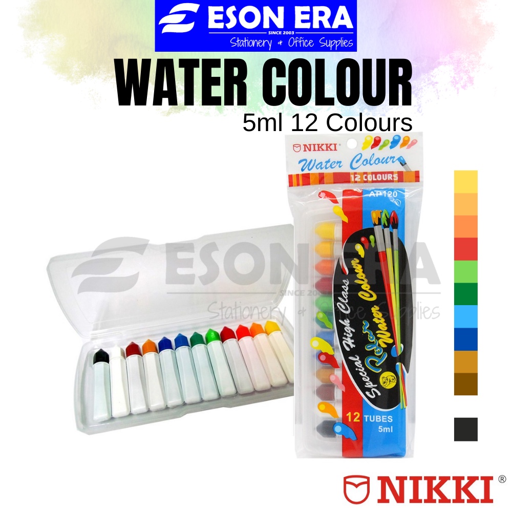 Nikki Water Colour 12 Colours AP120 with Case watercolour | Shopee Malaysia