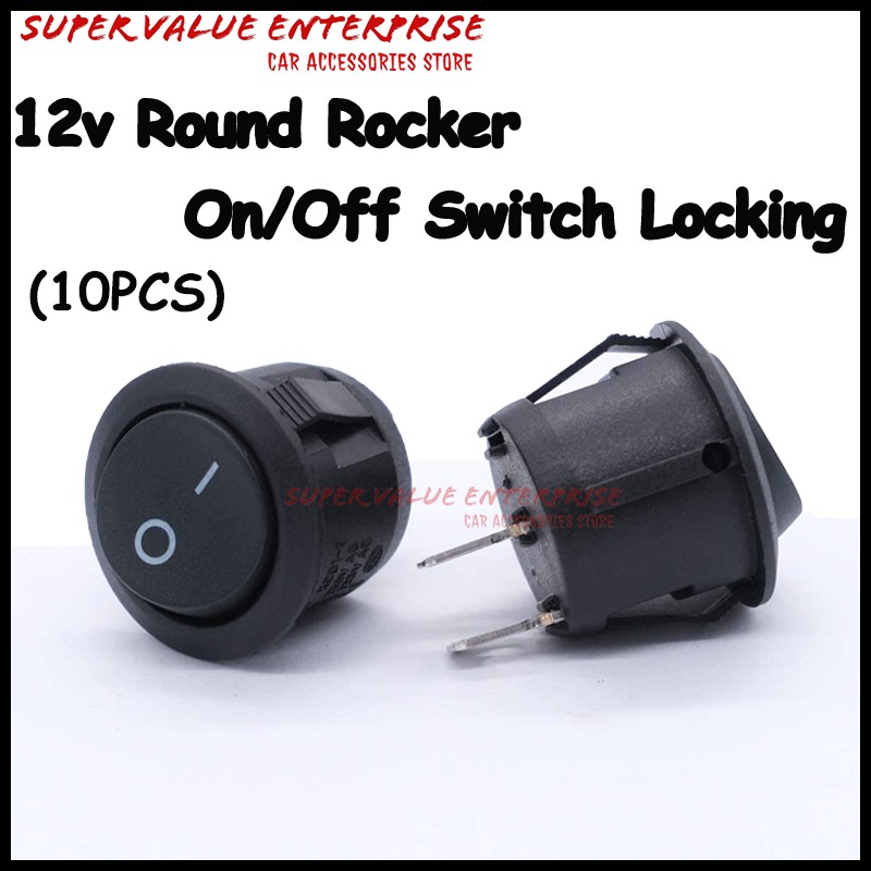 10pcs Small Round Switch Locking On/Off Switch 12V DC SPST Circular ...