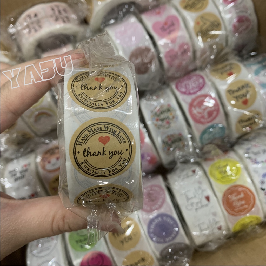 【YAJU!】Thank You & Handmake Sticker 25MM Label Seal Love Terima Kasih ...