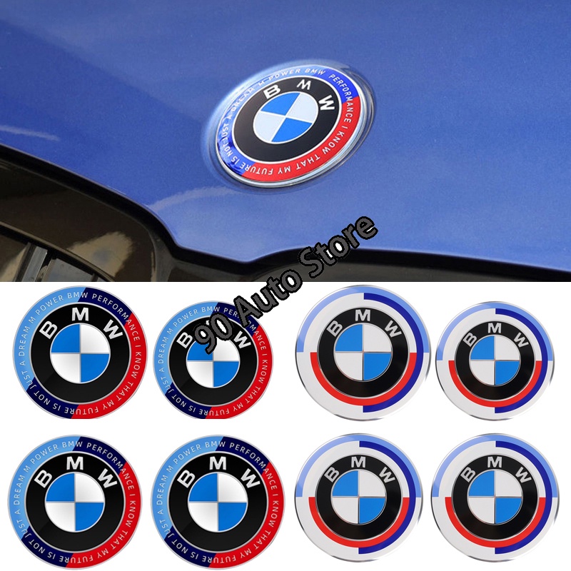 2pcs For BMW Car Front Hood Emblem Decoration Auto 50th Anniversary ...