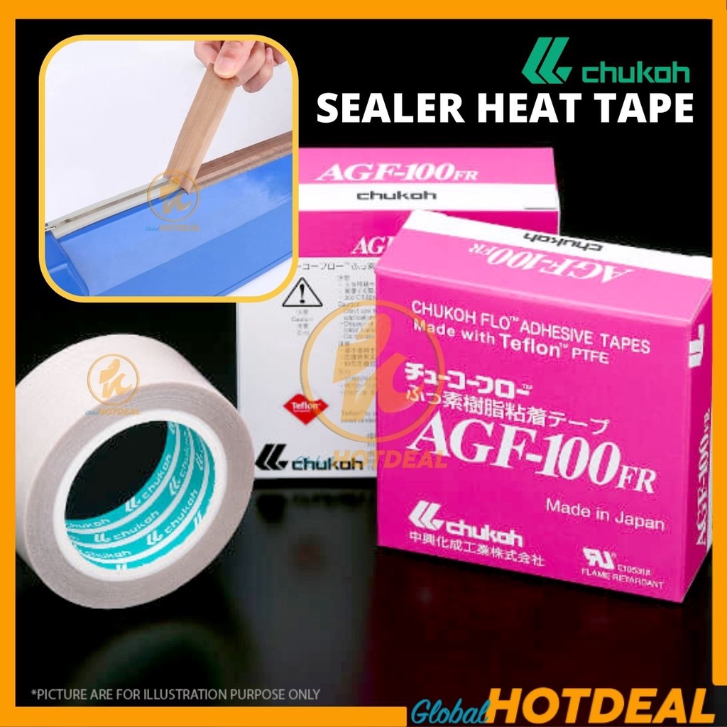 CHUKOH AGF-100FR 13mm/19mm/25mm High Quality Teflon PTFE Adhesive Tape Japan Glass Cloth High ...