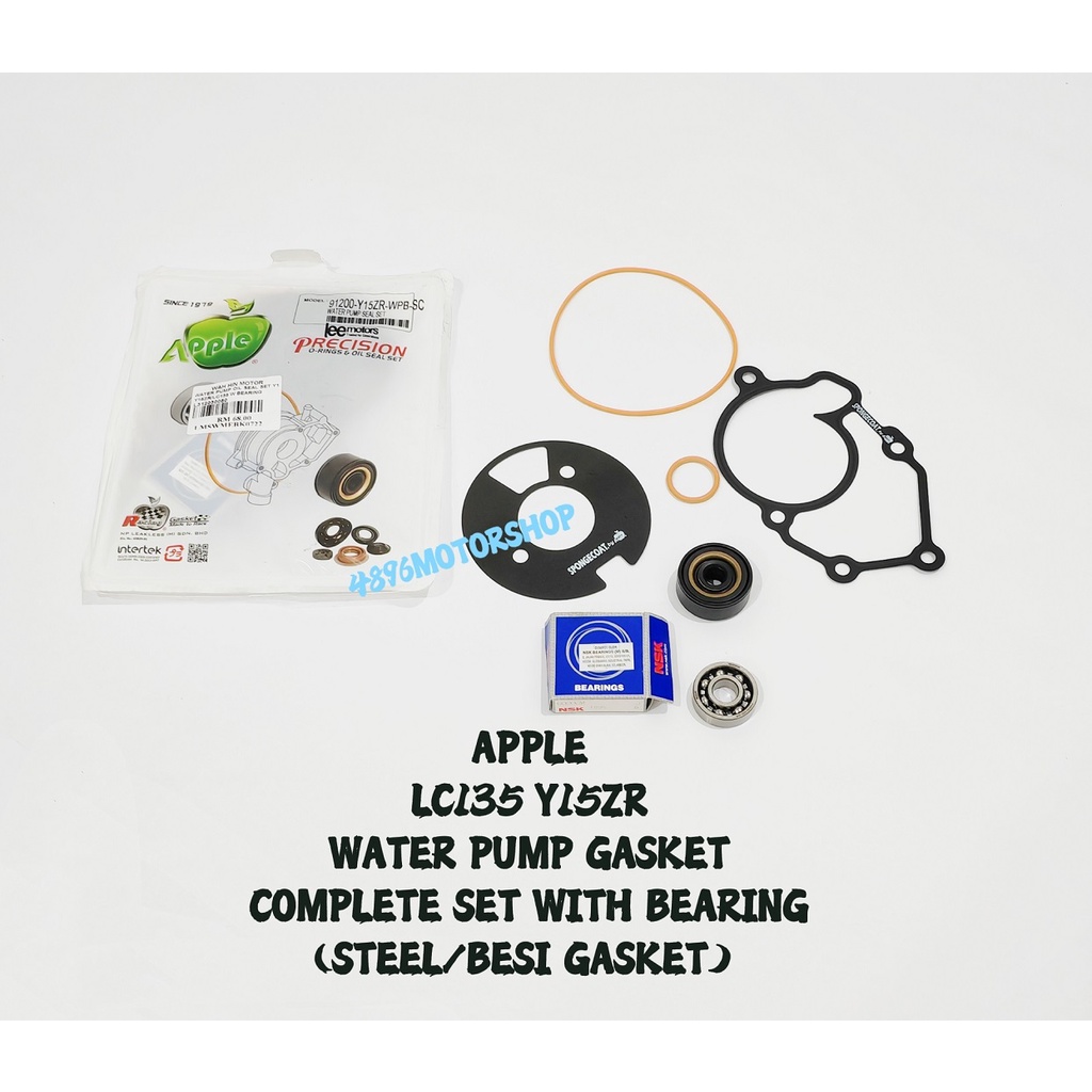 APPLE GASKET LEE MOTOR Y15ZR LC135 Y15 LC WATER PUMP OIL SEAL SET WITH BEARING NSK GASKET ASHUka ...