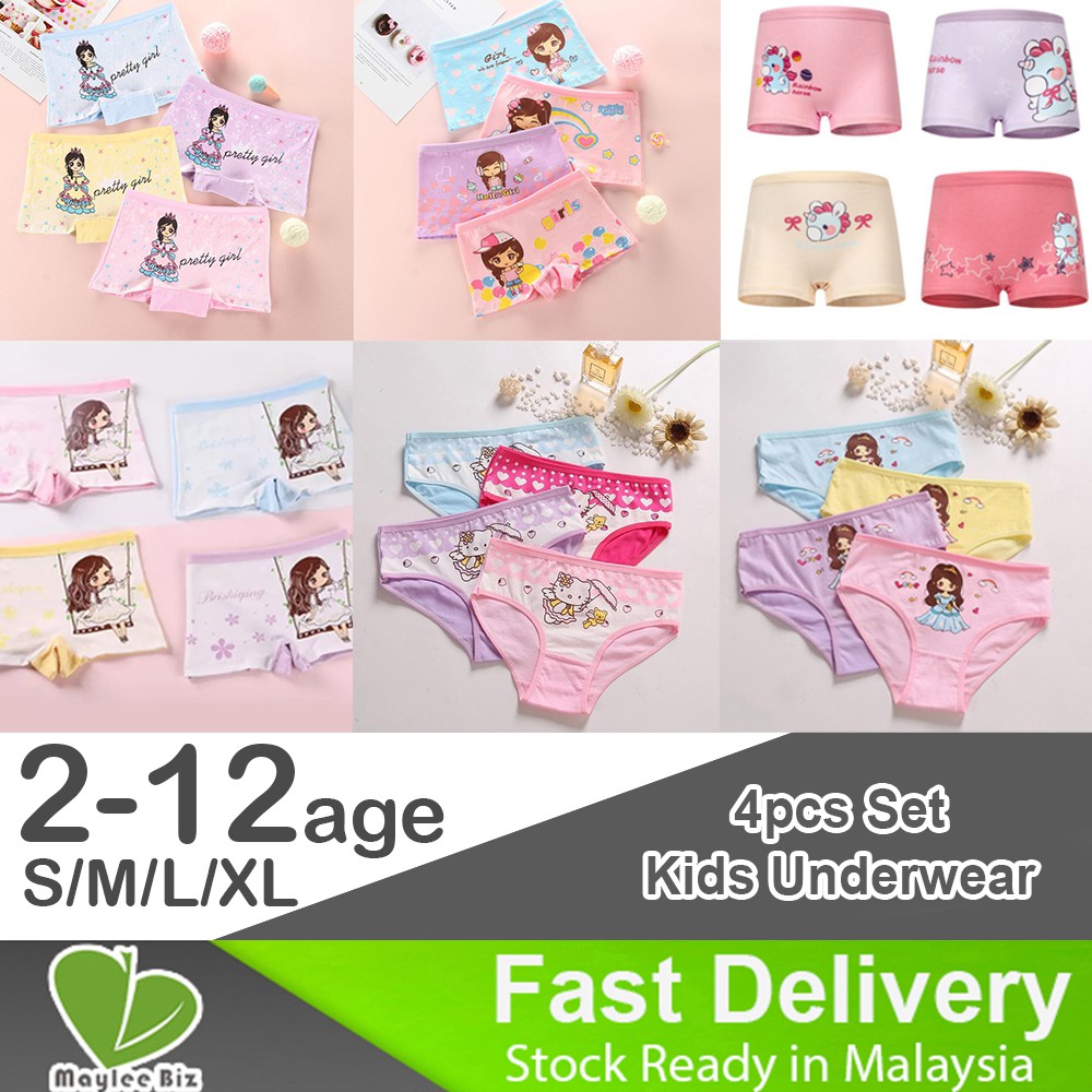 4pcs/set Baby Girl Underwear Cotton Soft Kid Panties Seluar Dalam Gadi ...